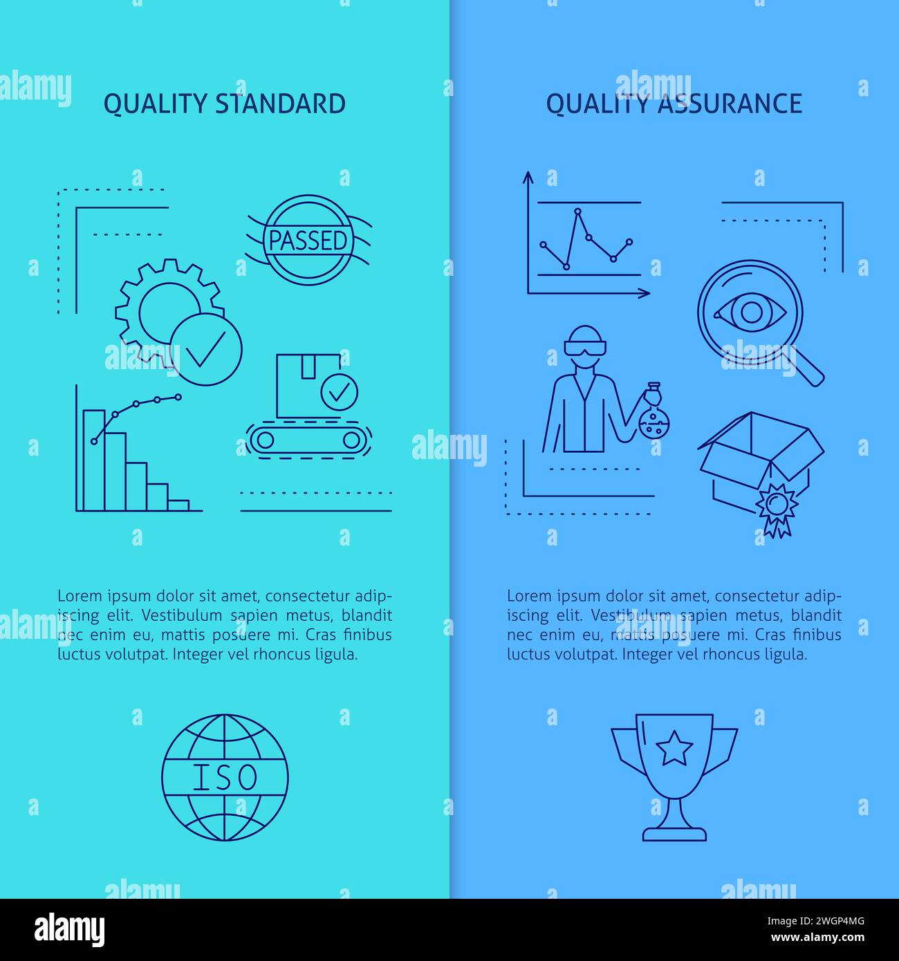 Quality standard and control banner template with place for text ...