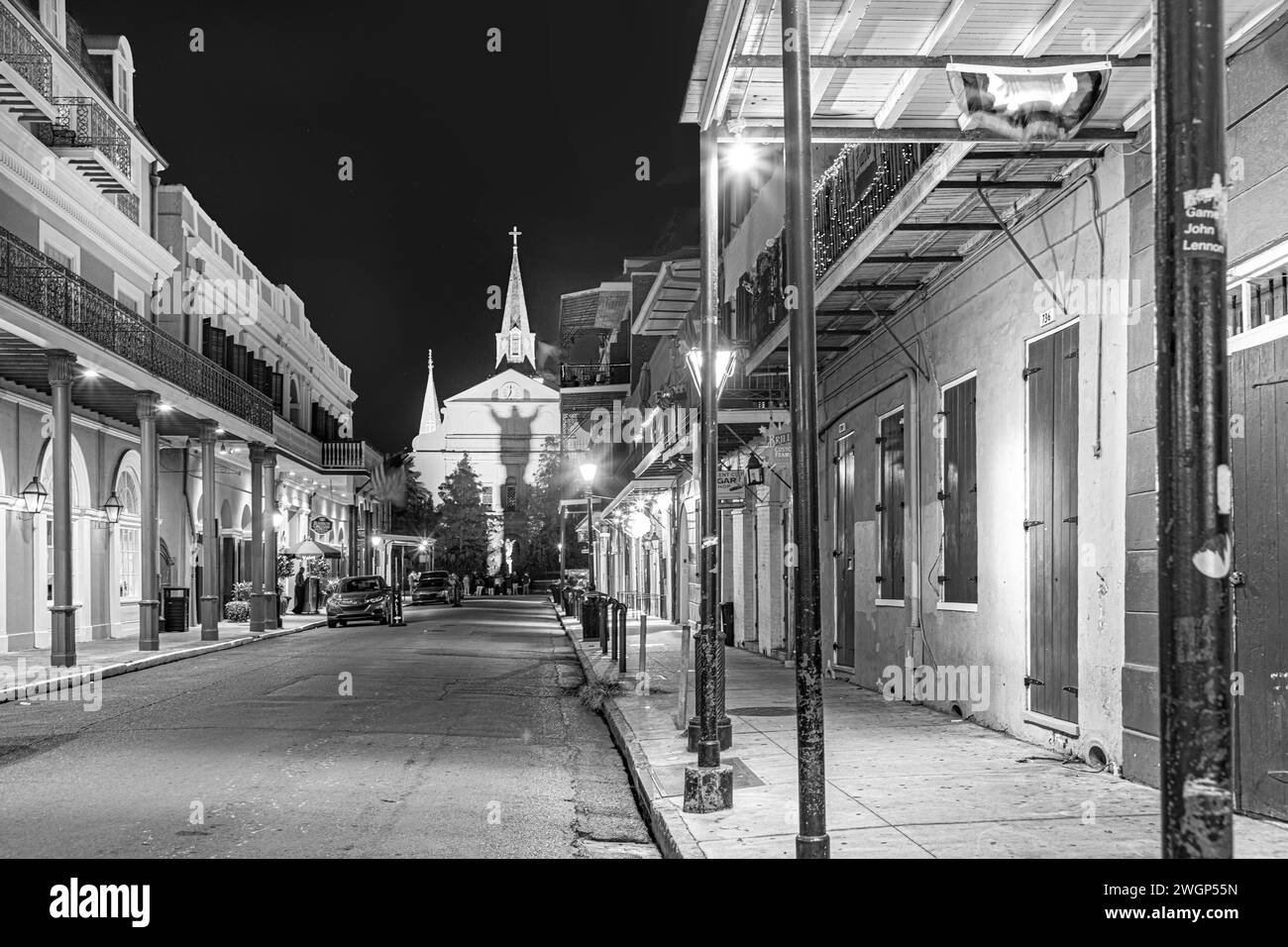 New Orleans; USA - October 24, 2023: Pubs and bars with neon lights in ...