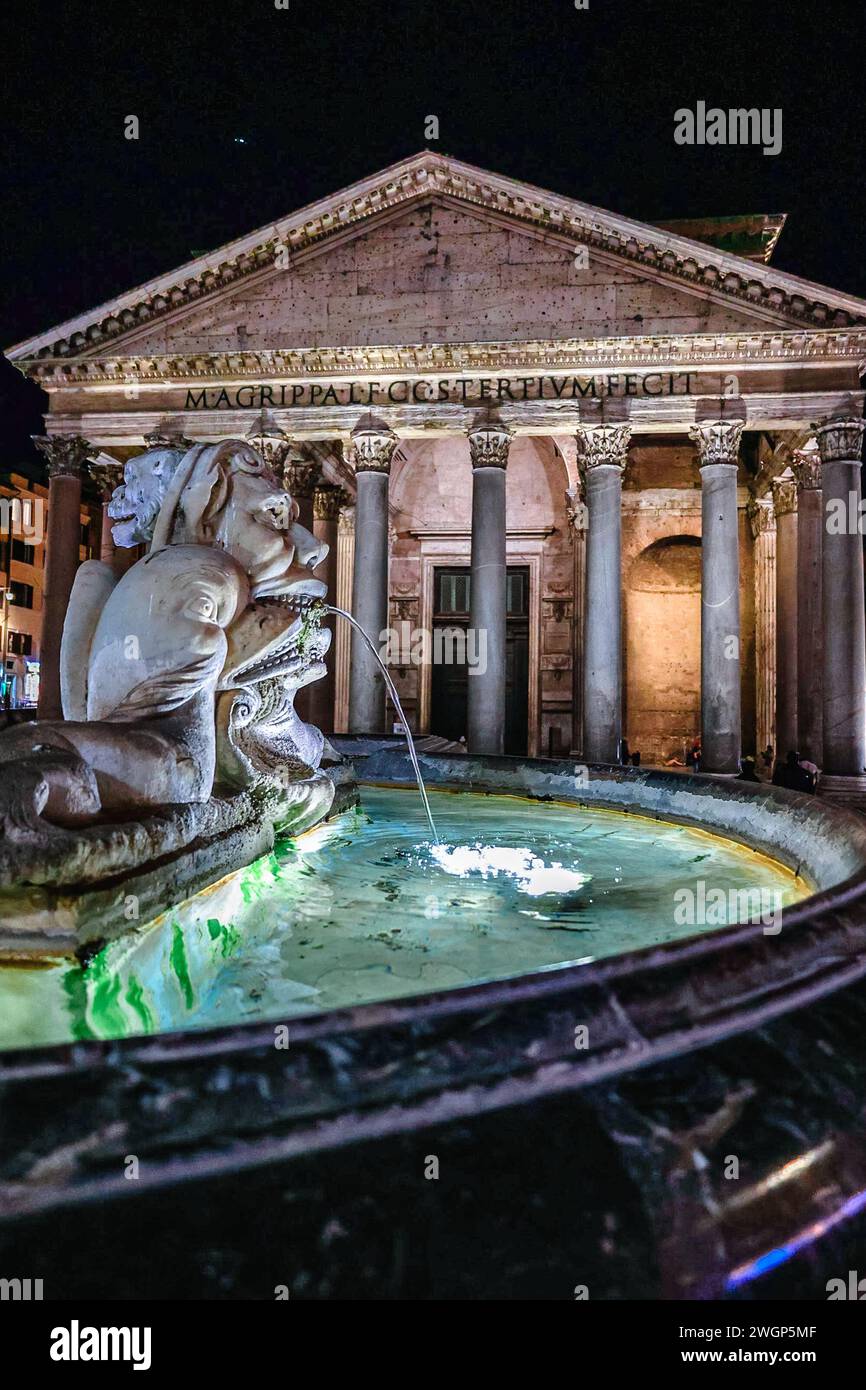 Italy, Rome - November 26, 2023: Pantheon Illuminated at night ...
