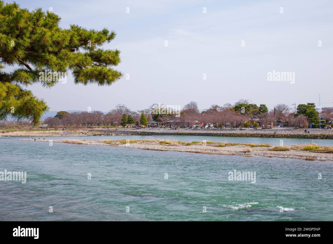 The Togetsukuo Bridge over the Oi River at Arashiyama in Kyoto, Japan ...