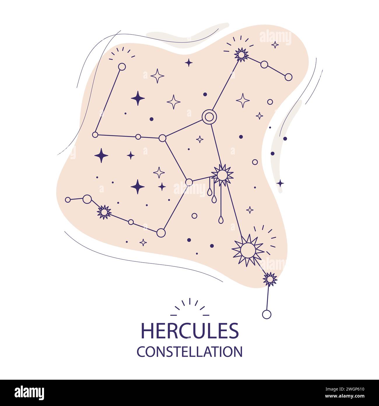 Star constellation Hercules vector illustration in trendy style. Magic ...