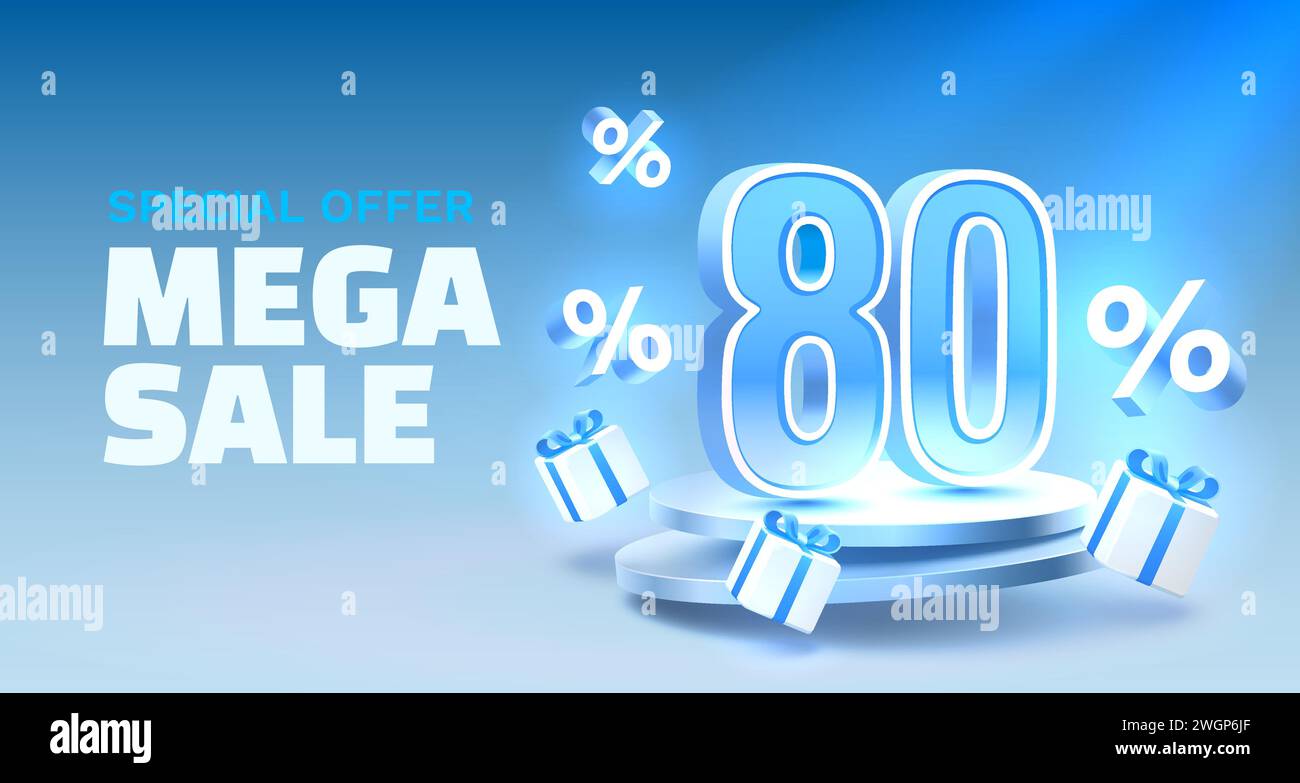 Mega sale special offer, 80 off sale banner. Sign board promotion ...