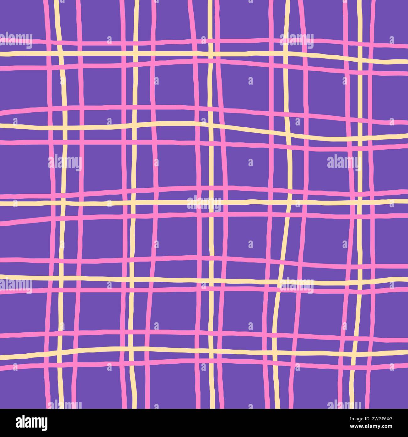 Vector hand drawn cute checkered grid pattern. Doodle Plaid geometrical ...
