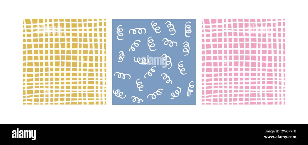 Simple Geometric Hand Drawn Irregular Patterns. Colored Doodle ...