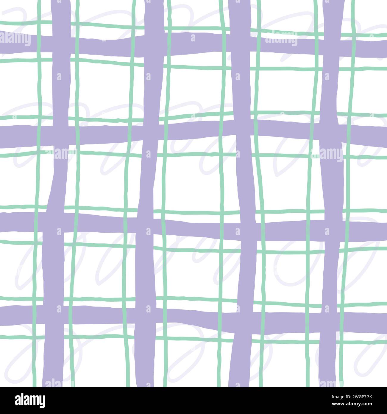 Vector hand drawn cute checkered grid pattern. Doodle Plaid geometrical ...