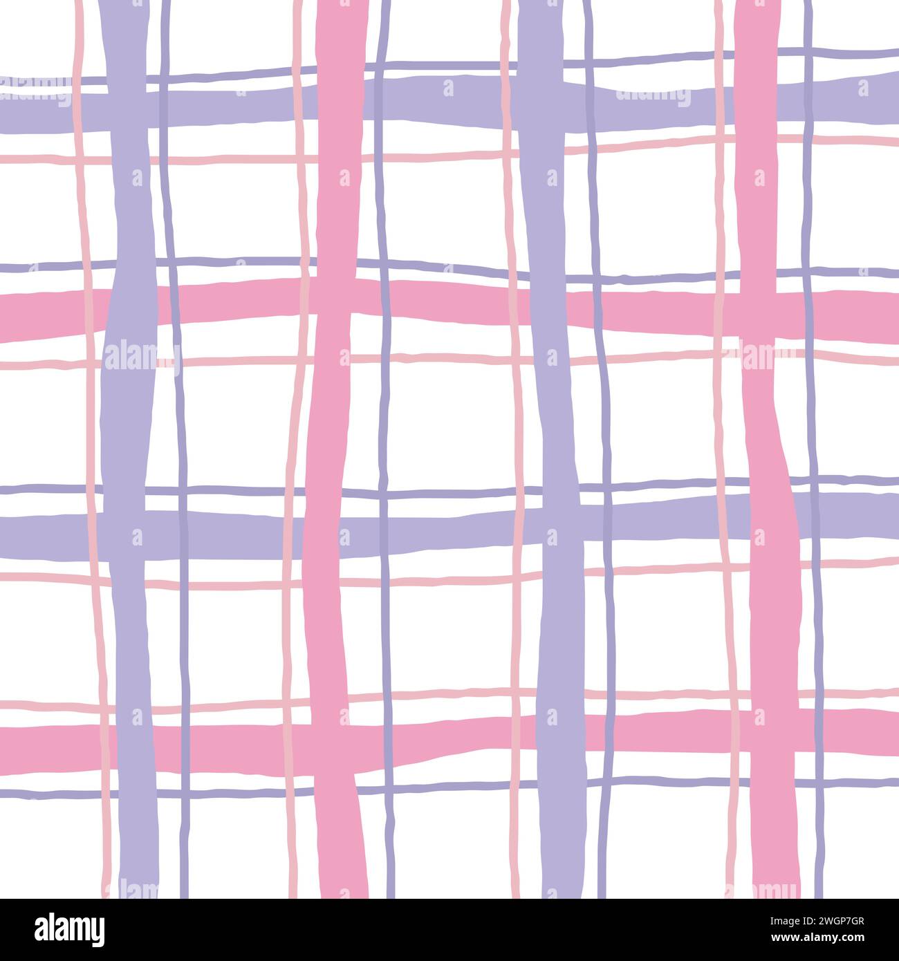 Vector hand drawn cute checkered grid pattern. Doodle Plaid geometrical ...