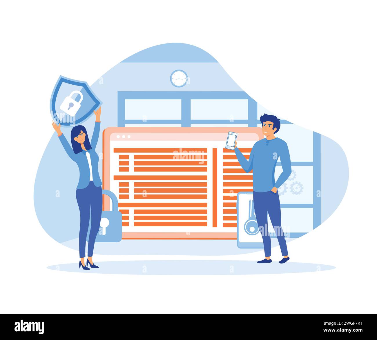 Flat data security system concept with people characters. flat vector modern illustration Stock ...