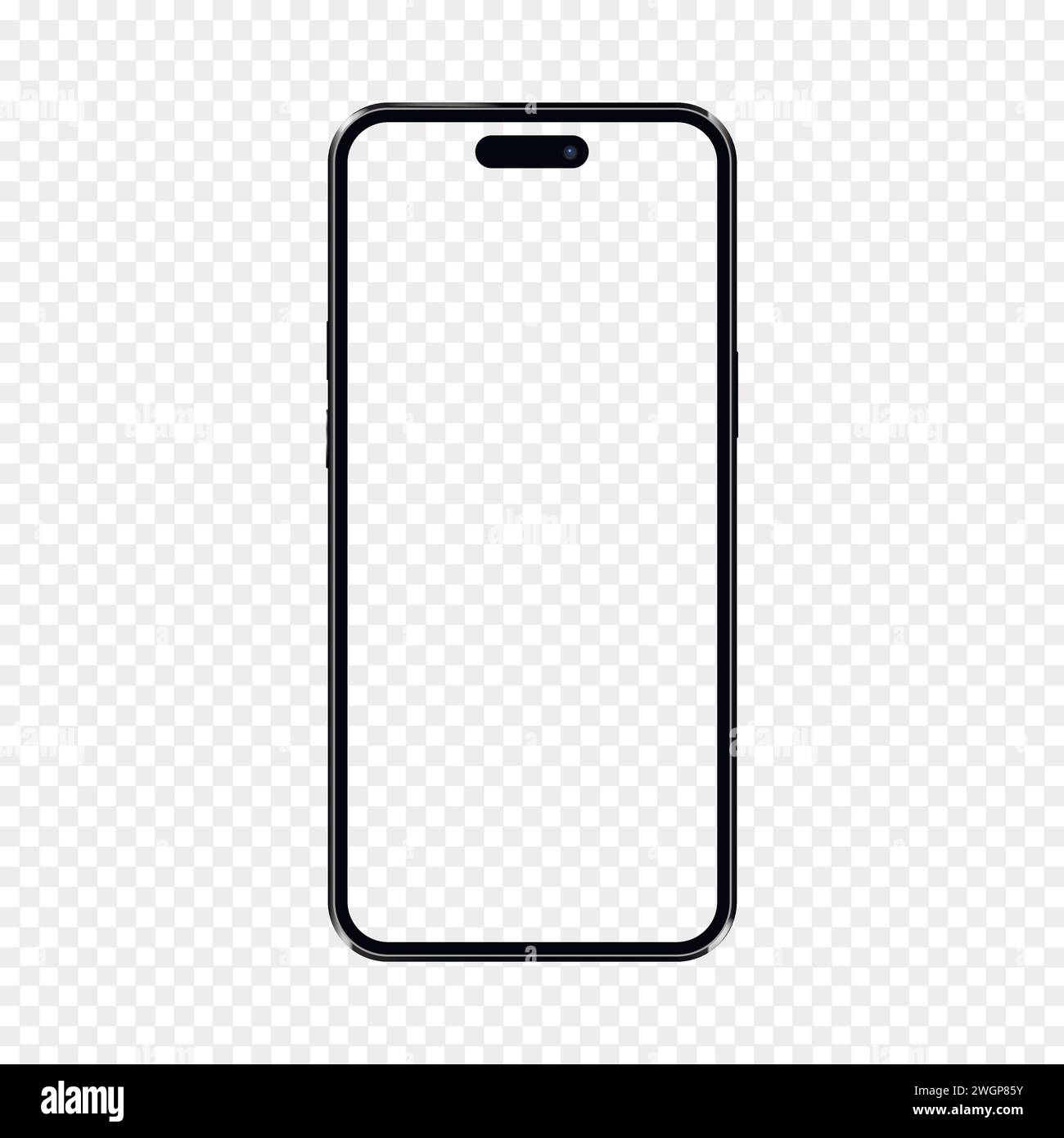 Smartphone mockup. Cellphone frame with transparent screen isolated on ...