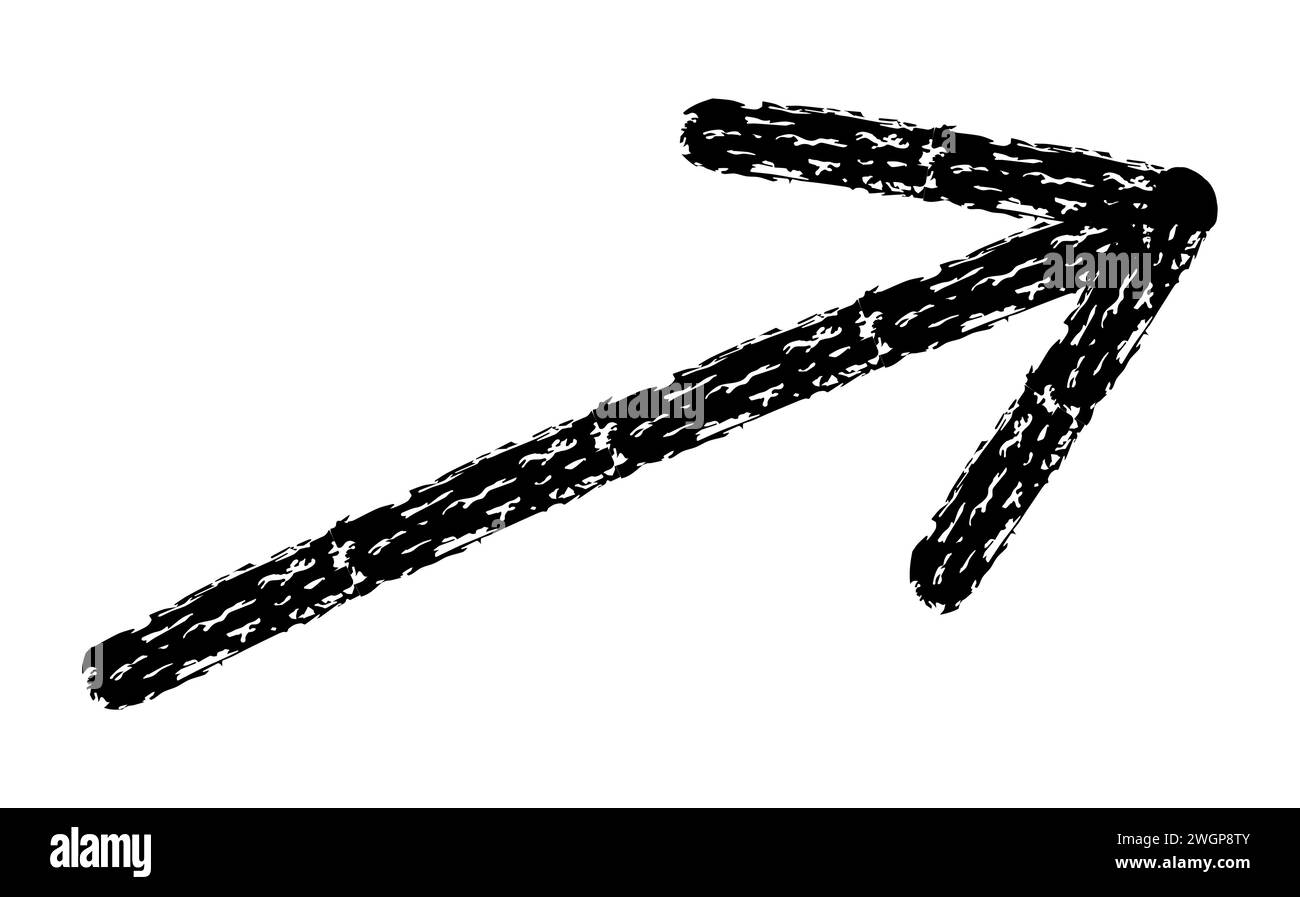 Hand drawn crayon chalk charcoal line arrow. textured arrow isolated on ...