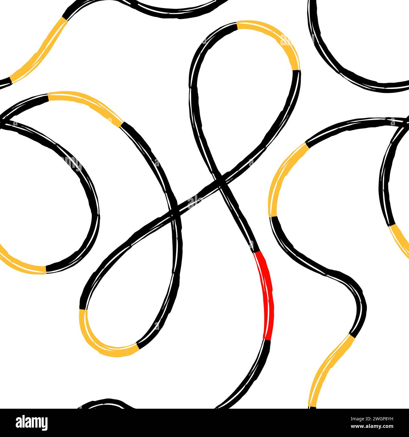 Bright Grunge scribble wallpaper print with squiggles and wavy brushes ...