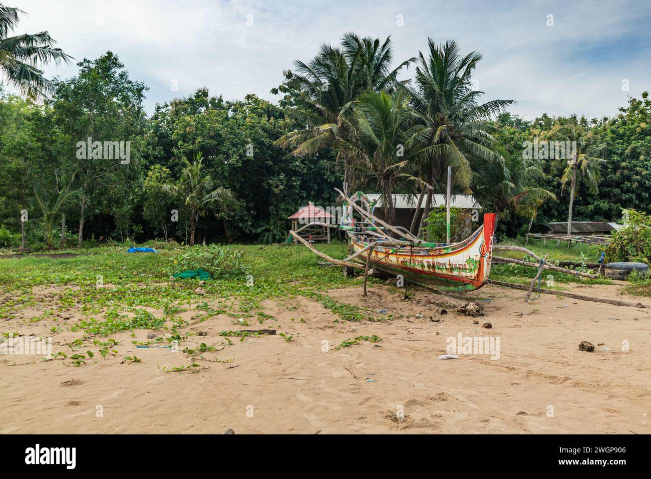 Traditional fishing boats on Sumenep beach, Madura island, Indonesia ...