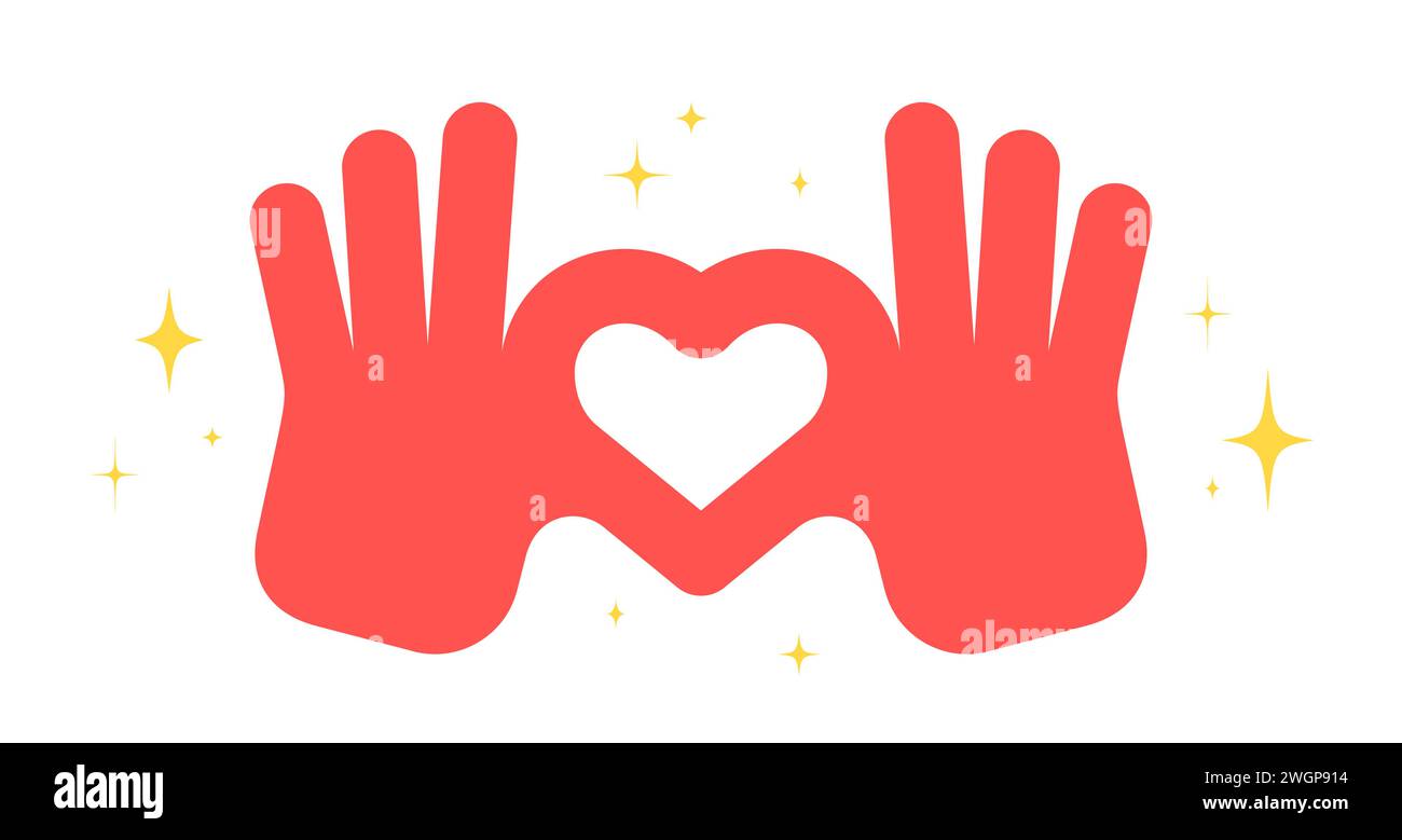 Hand sign Heart Love. Colorful Heart Love hands symbol gesture. Hands ...