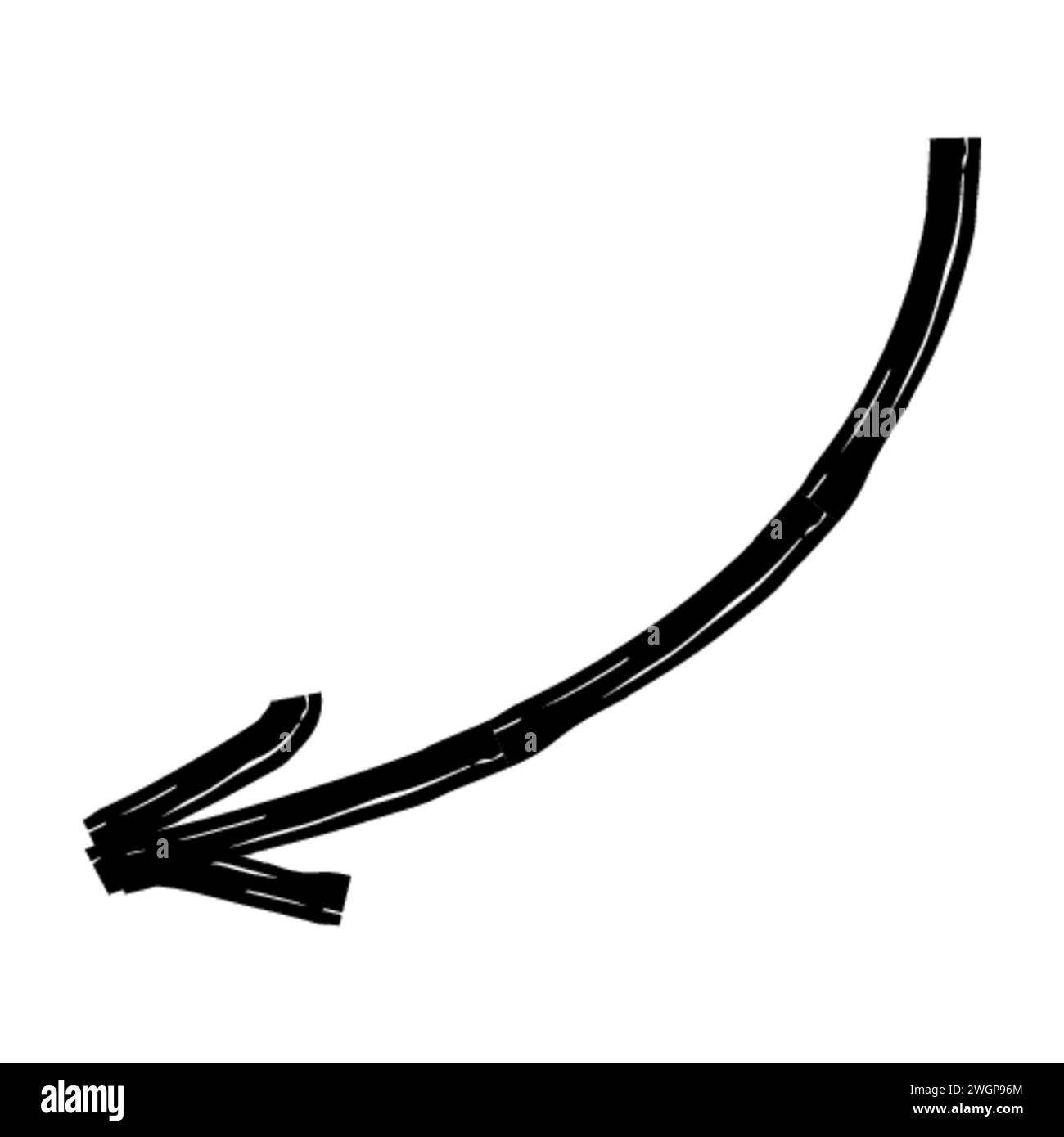 Hand drawn crayon chalk charcoal line arrow. curvy and wavy arrow ...