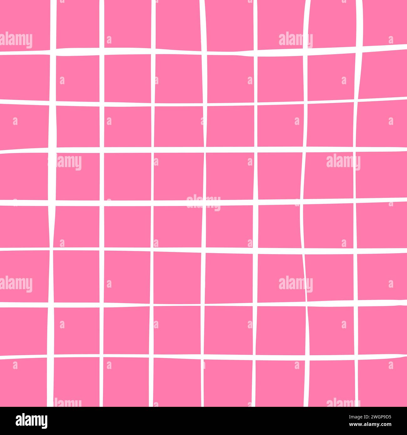 Hand drawn cute grid. doodle pink, white plaid pattern with Checks ...