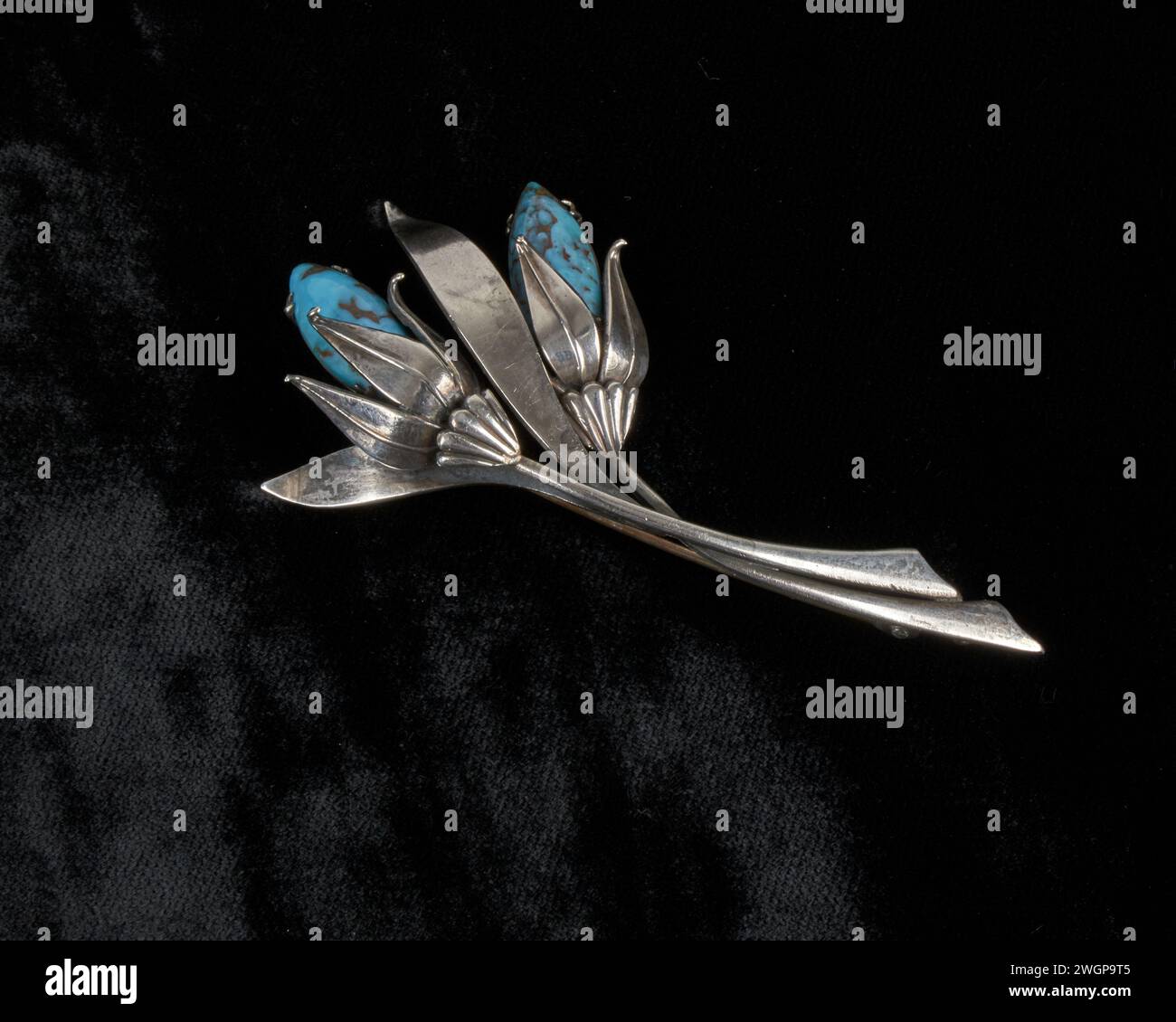 Stylish 1950’s Silver and Turquoise Brooch by Thomas Mott Stock Photo ...