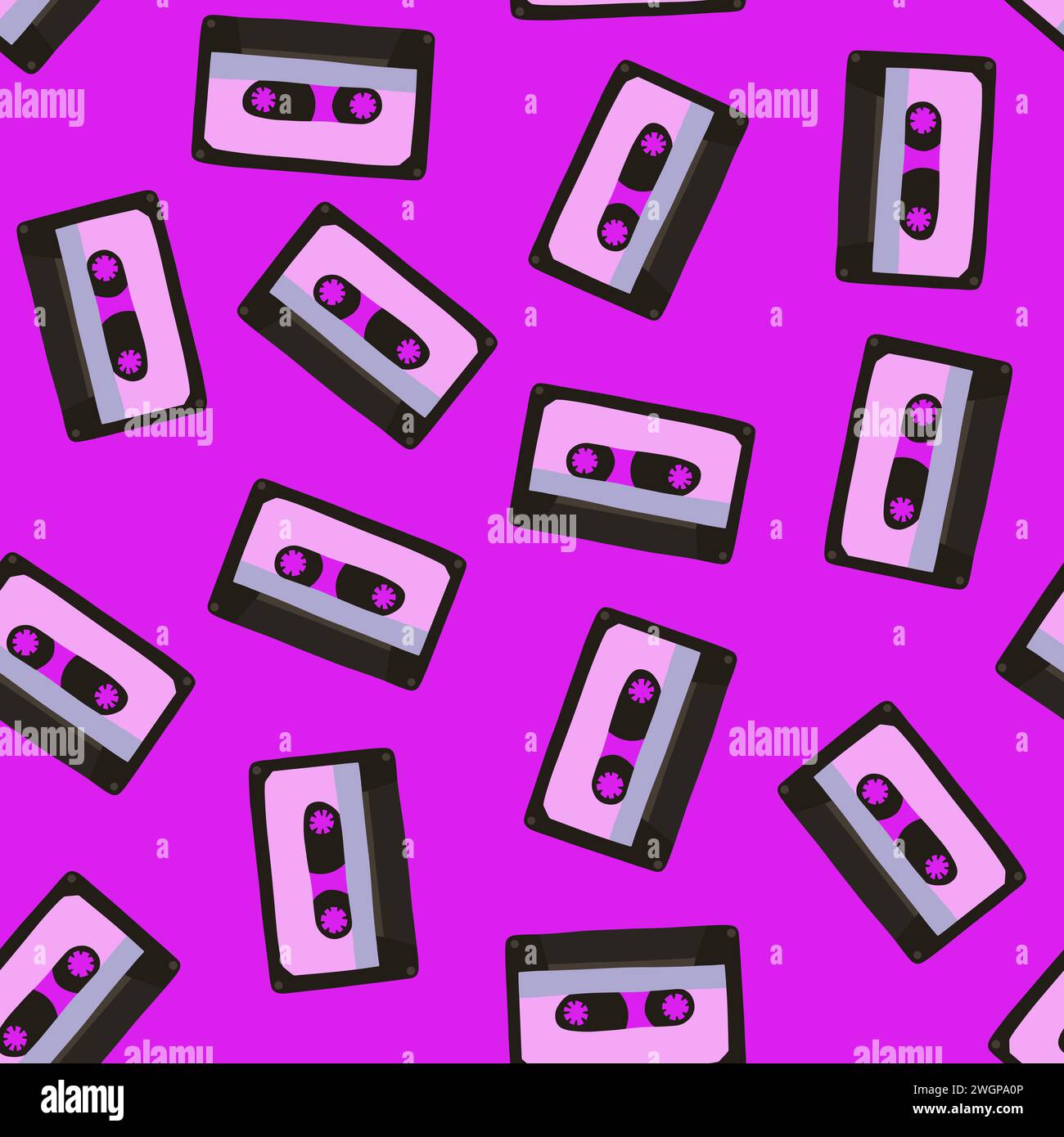 Vector isolated illustration of pattern with tape recorder cassette ...