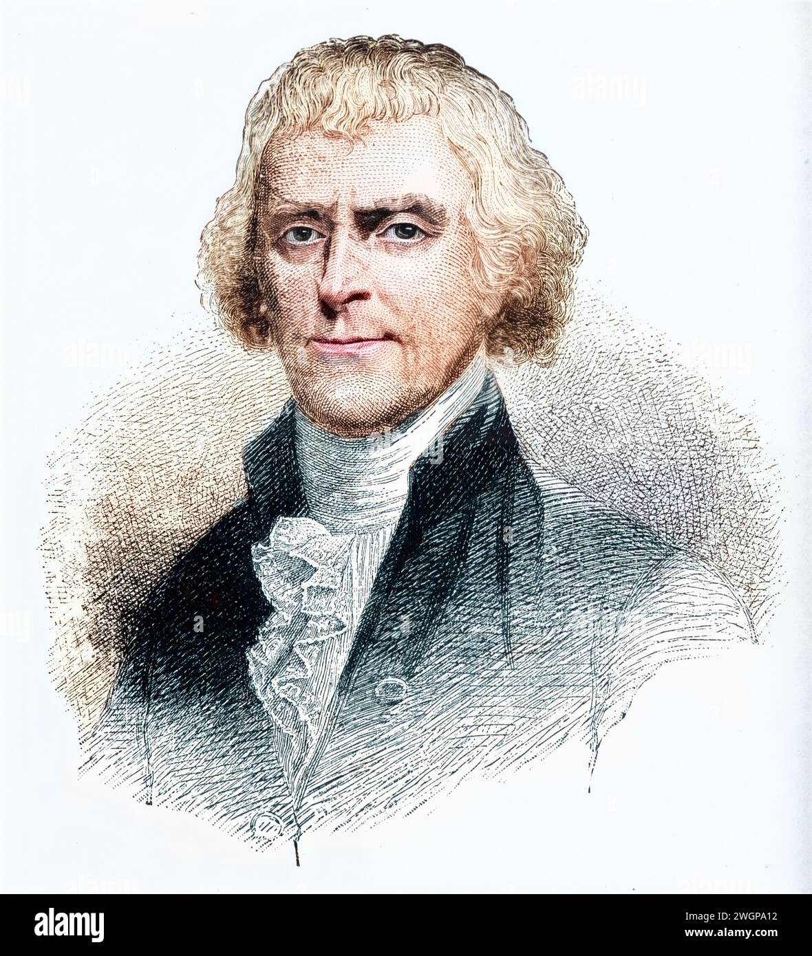 Thomas Jefferson US president portrait USA 19th century Stock Photo - Alamy