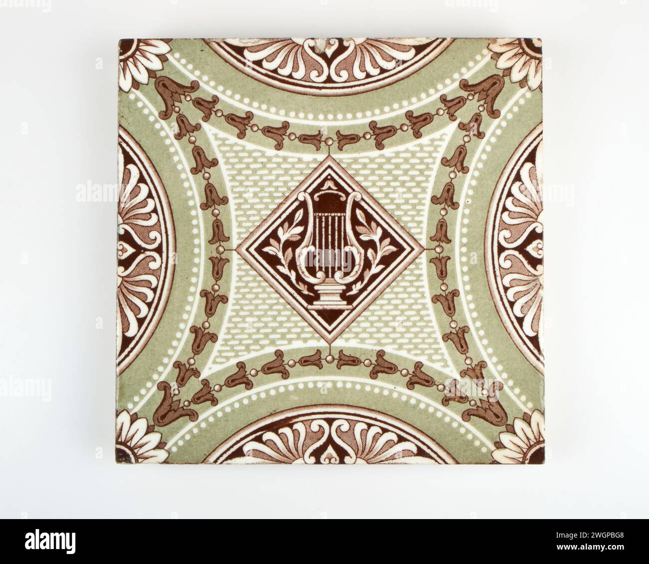 Antique 1880-1890s Minton Aesthetic Movement lyre pottery tile Stock ...