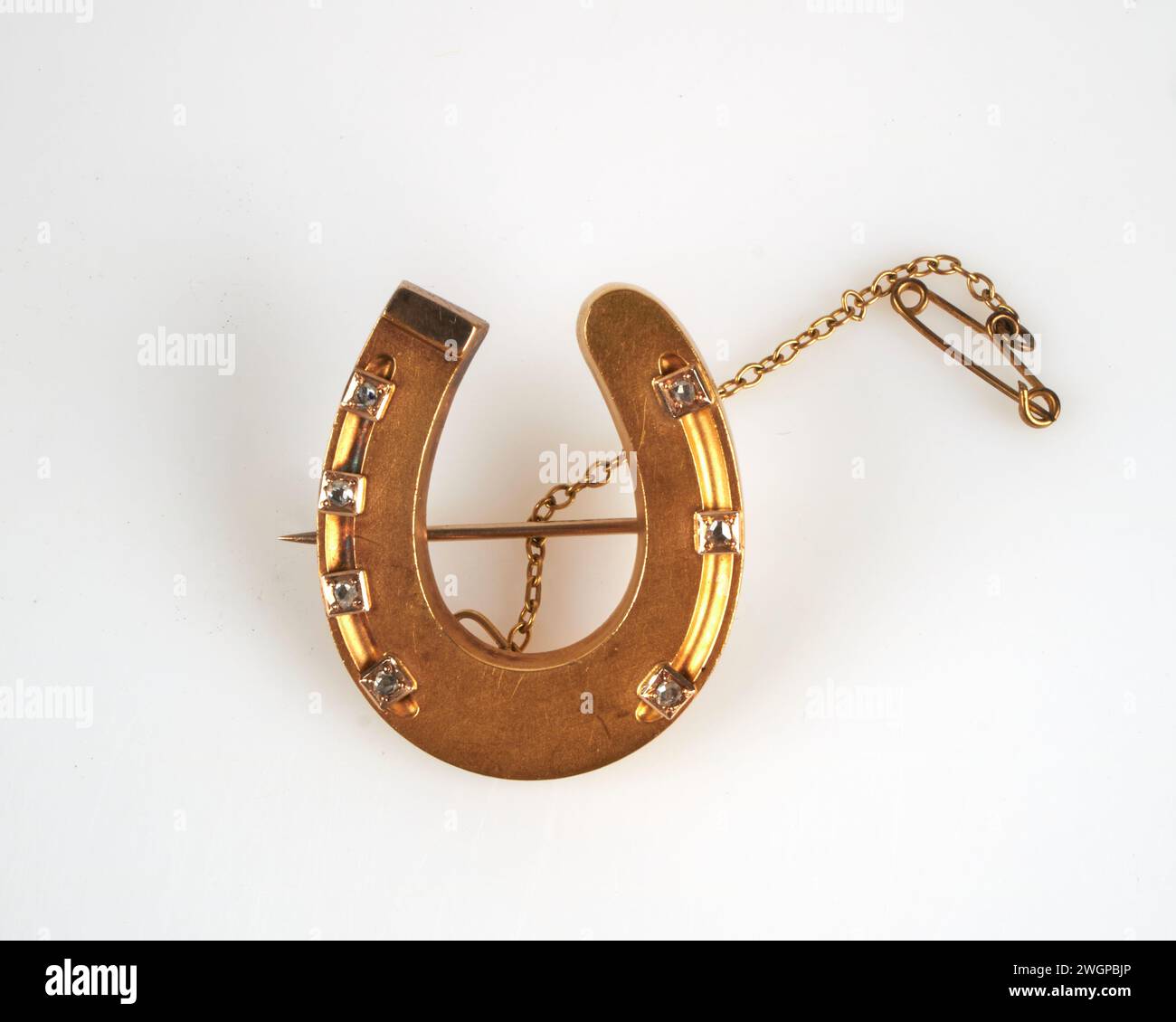 Antique 19th century gold and 7 diamond lucky horseshoe brooch with ...