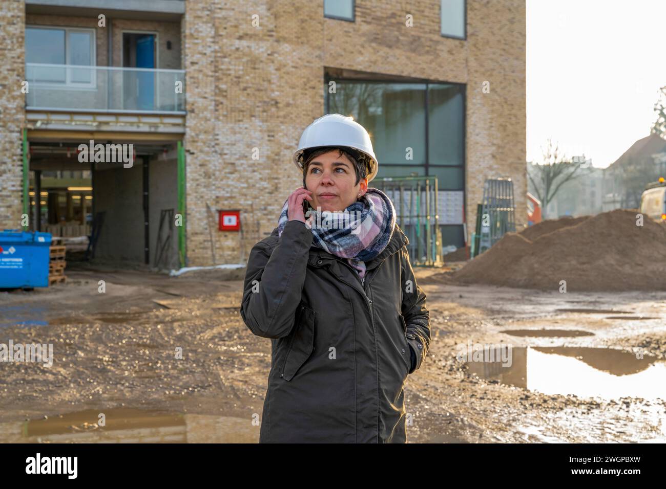 Construction walking holding working construction site hi-res stock ...
