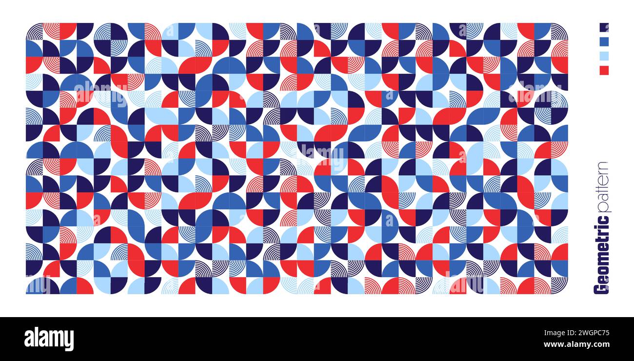 Geometric trendy pattern. Modern colorful background with simple elements. Retro texture with ...