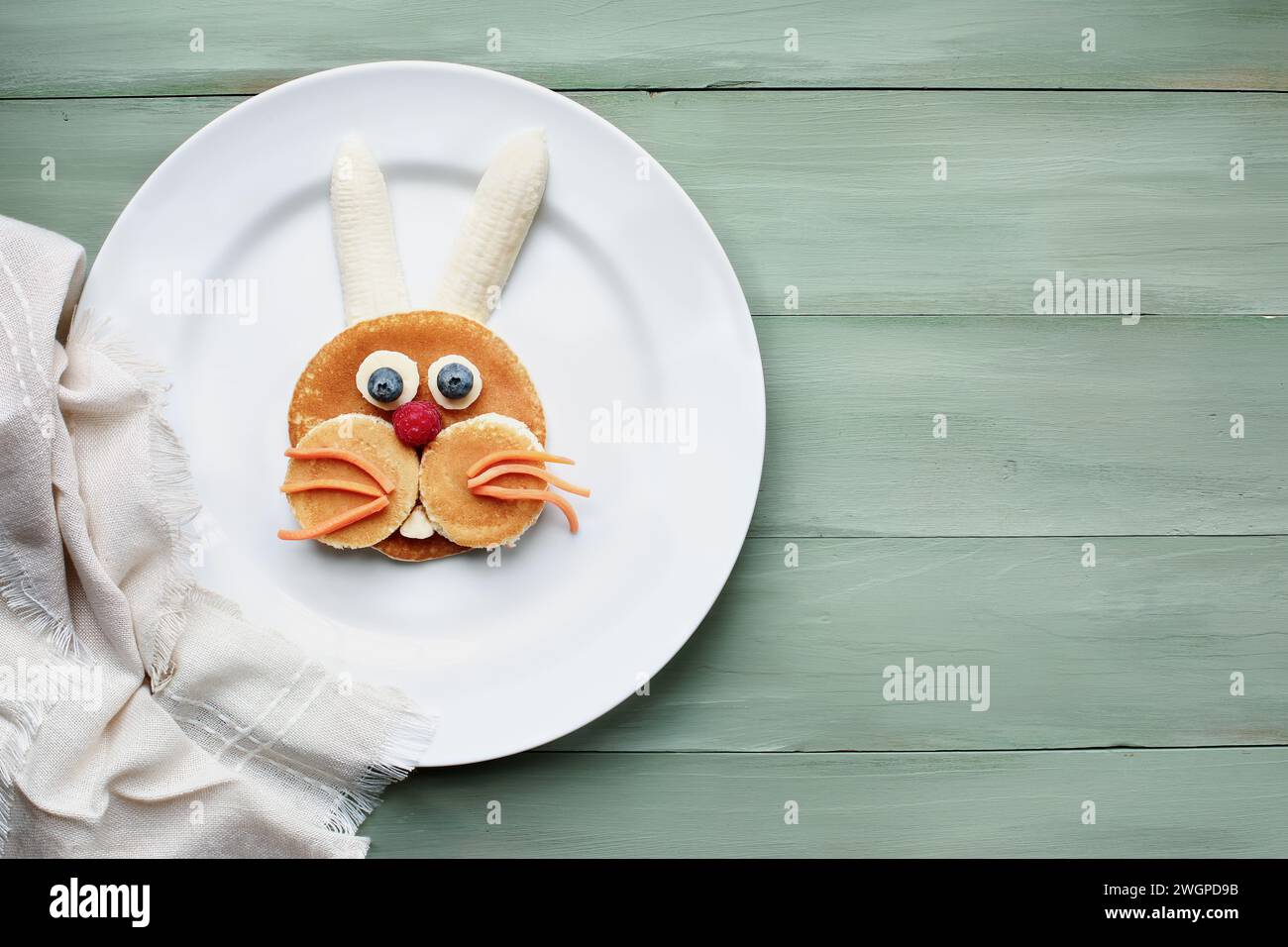 Fun, colorful creative pancake bunny rabbit for children with banana ...