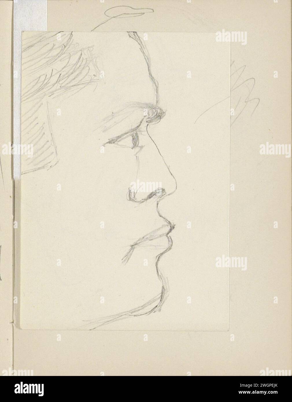 Face of a man in profile to the right, 1906 - 1945 Loose drawing ...