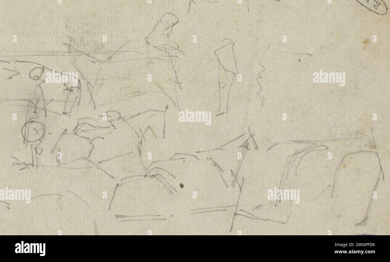 Landscape with figures and horses, 1895 drawing The Hague paper. pencil ...