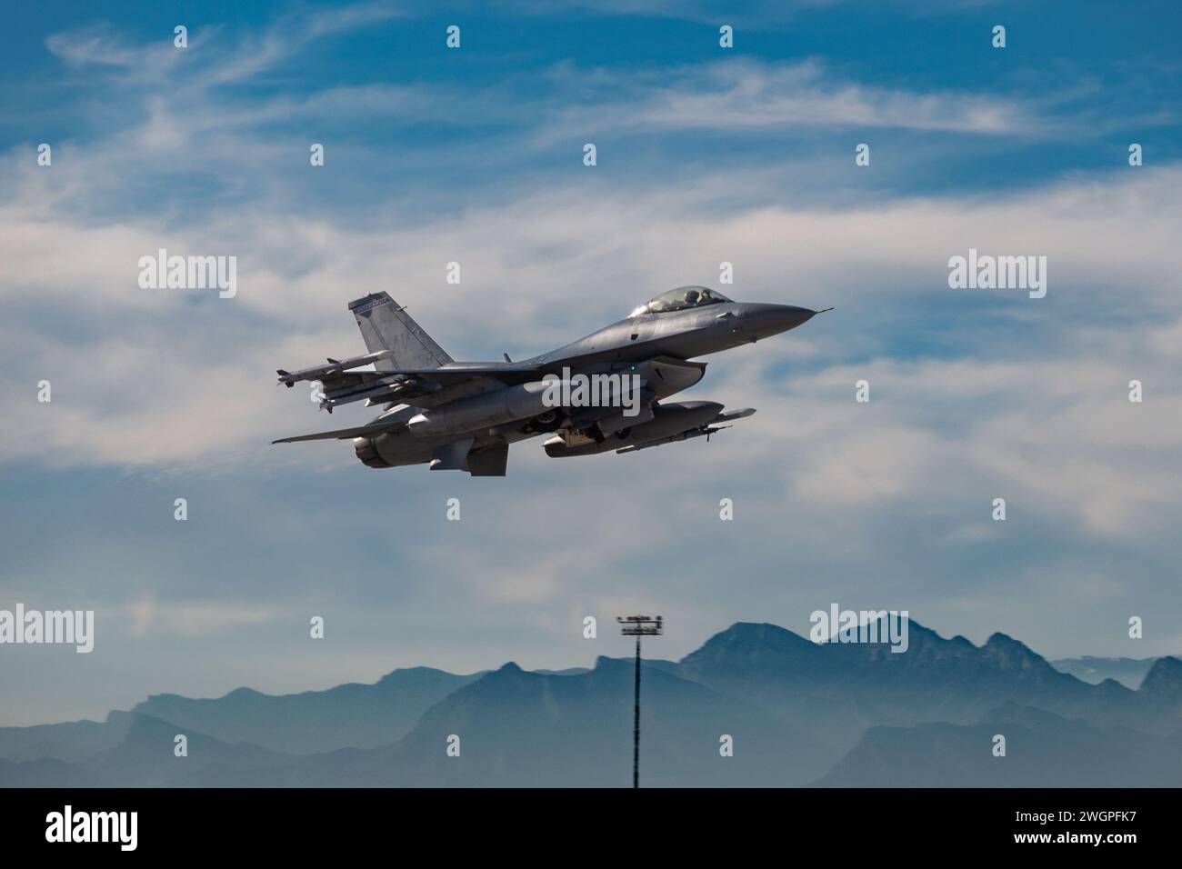 A U.S. Air Force F-16 takes off from Nellis Air Force Base, Nevada ...