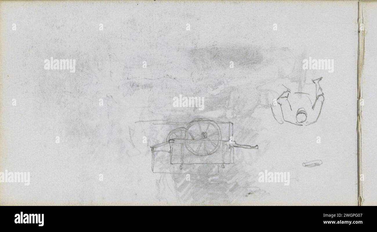 Handkar and a Figure, 1834 - 1903 Leaf 25 Verso from a sketchbook with ...