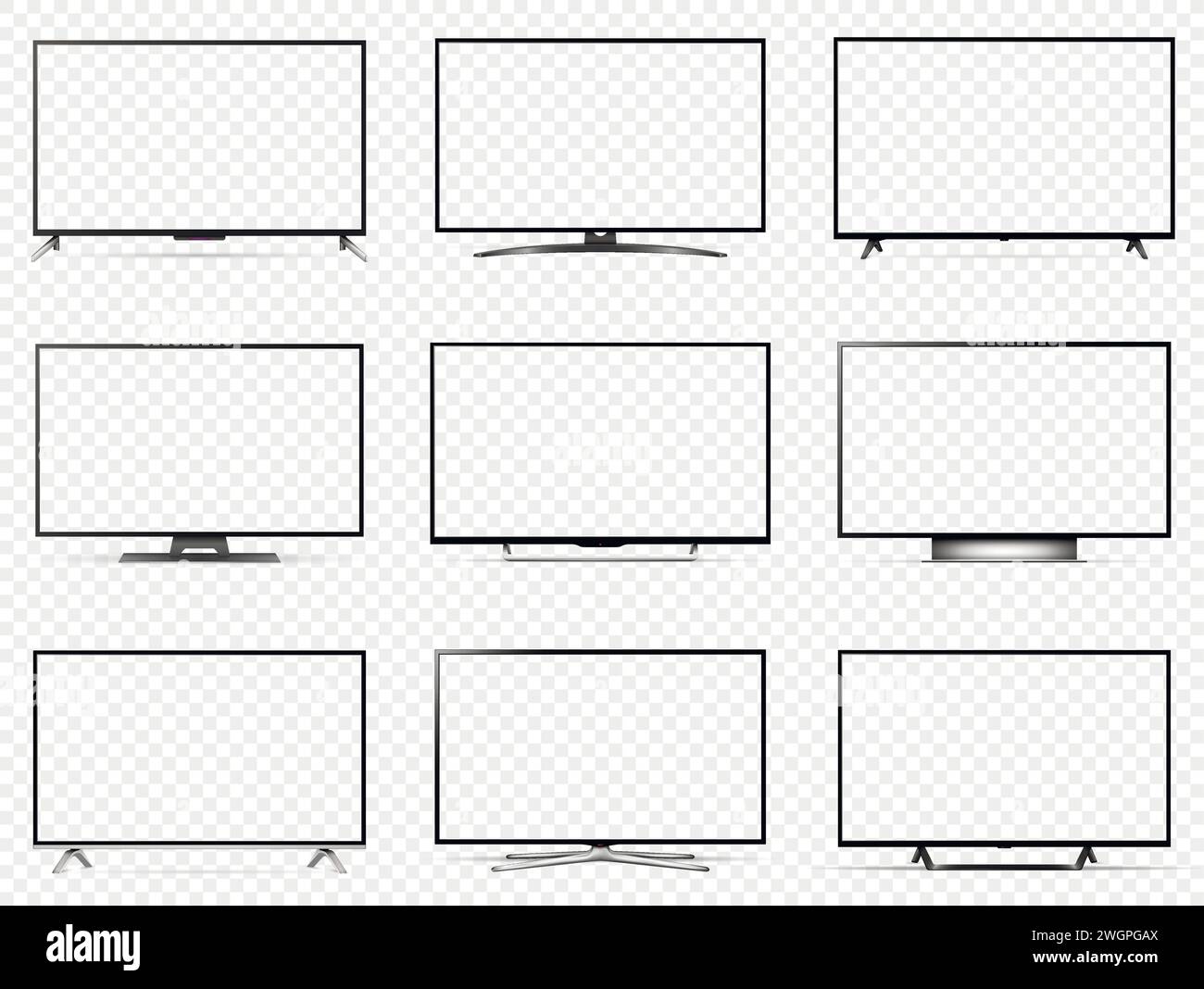 Realistic tv set with transparent screen isolated on transparent ...