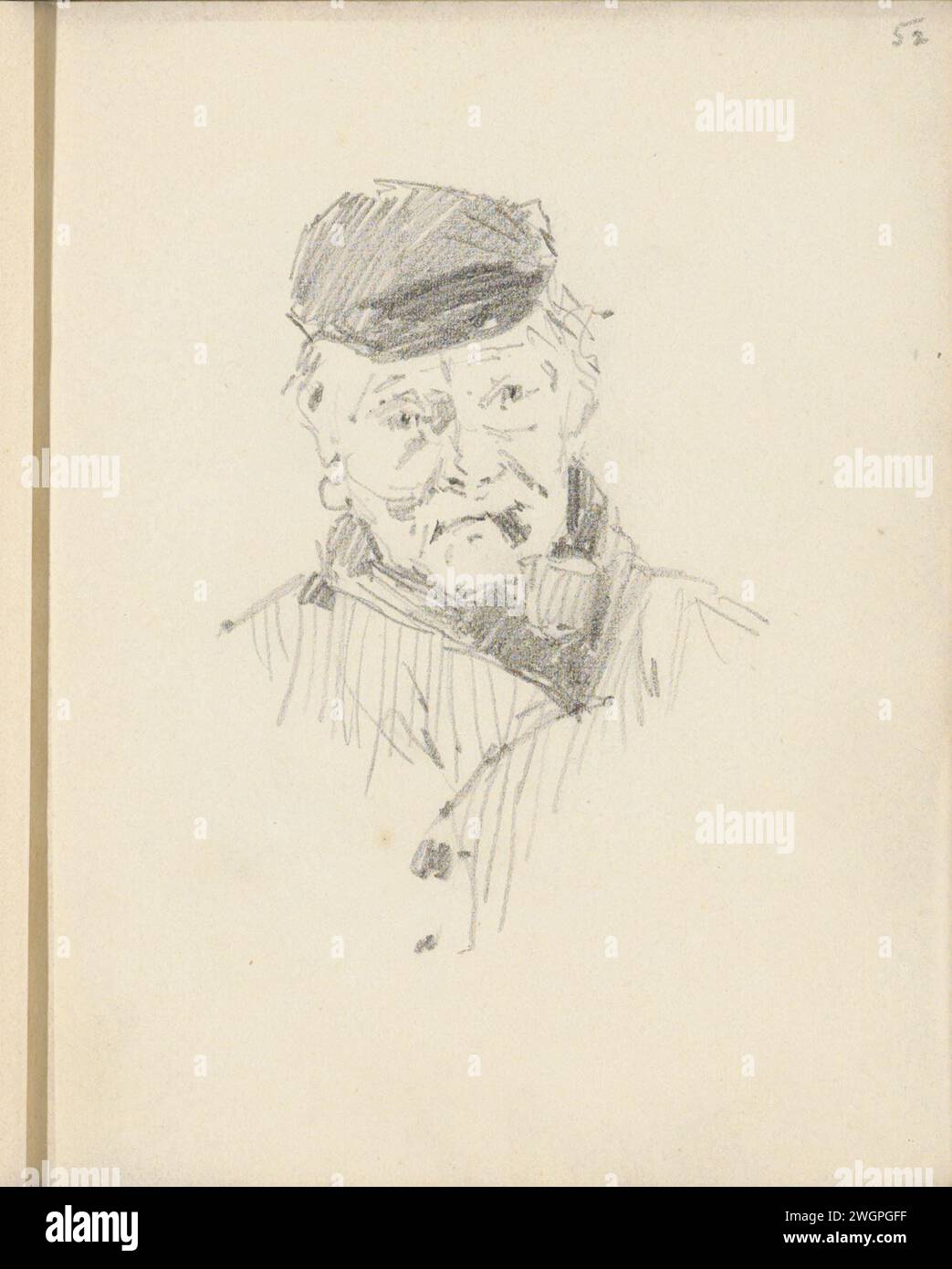 Piping man with a cap, c. 1892 - c. 1893 Page 52 Recto from a ...