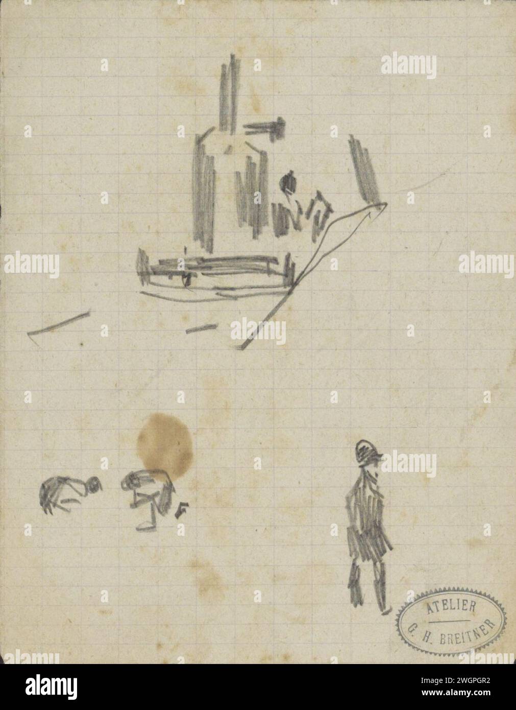 Study sheet with standing and bubbling figures, c. 1886 - 1923 drawing ...