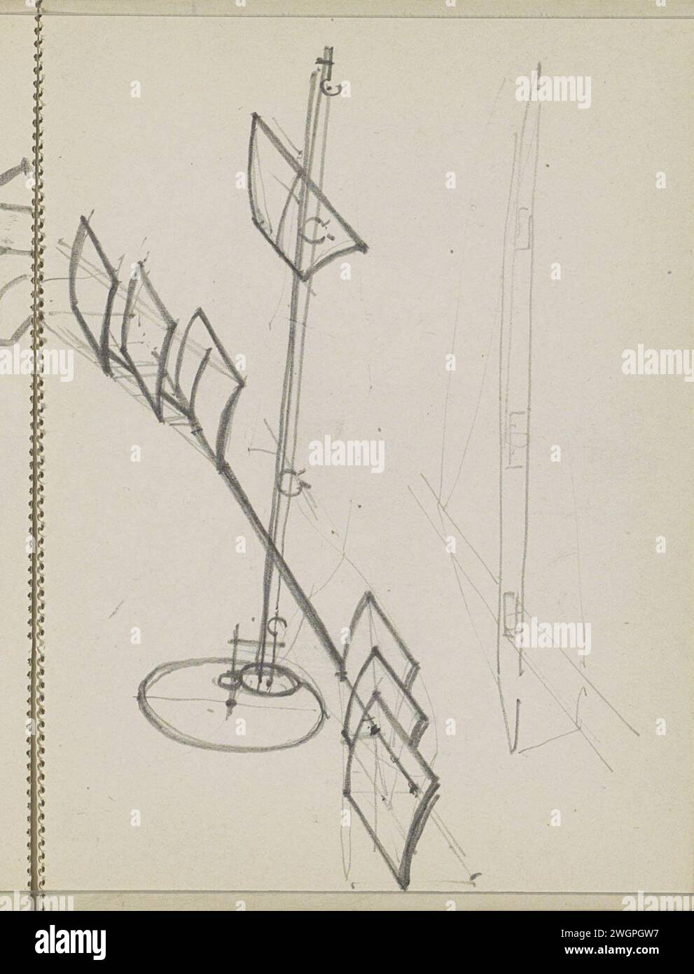 Design, possibly for a flying machine, 1906 - 1945 Leaf 35 Recto from a ...