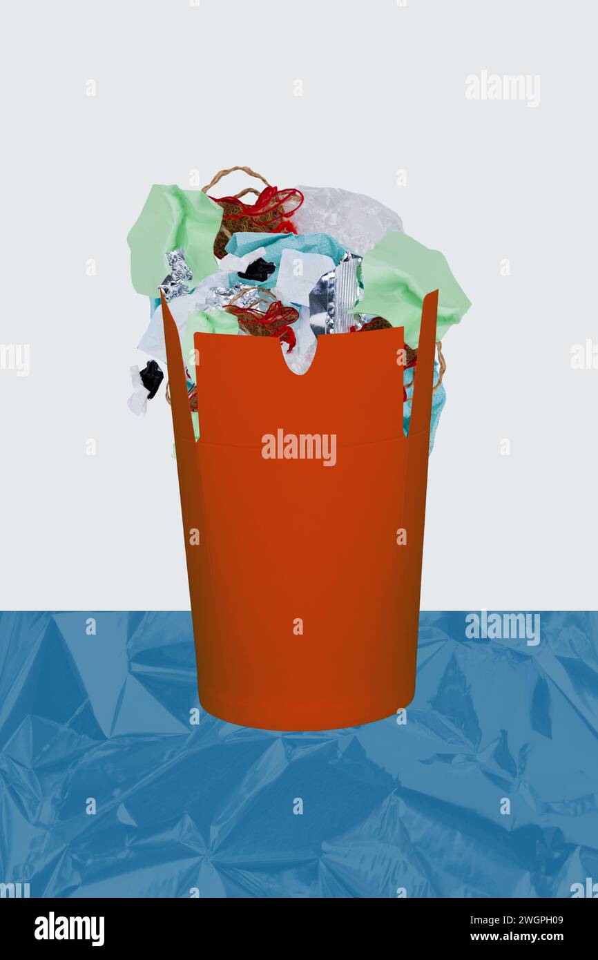 Vertical collage creative poster scrapyard rubbish remove plastic ...