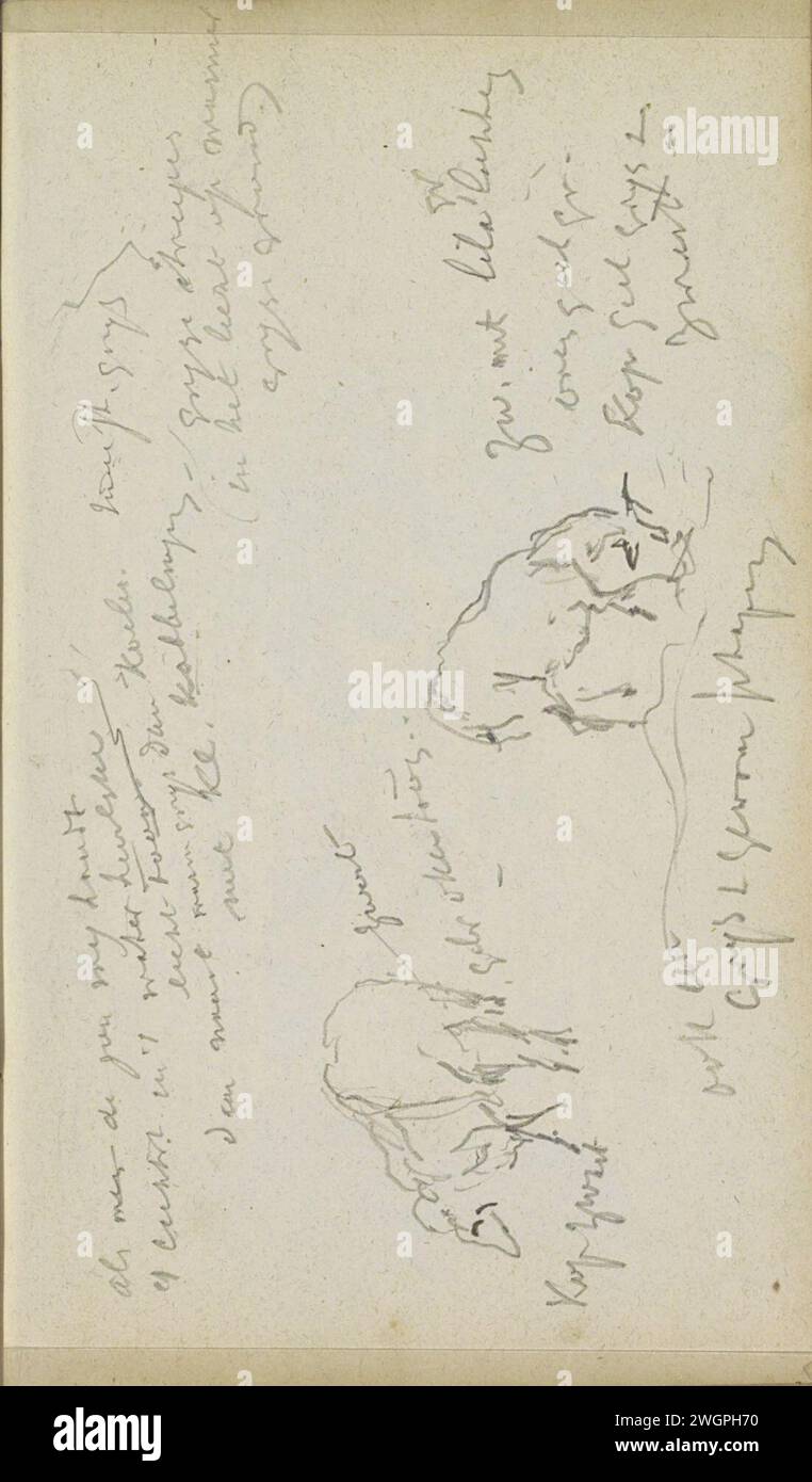 Grazing cows, 1854 - c. 1868 Page 65 Recto from a sketchbook with 88 ...