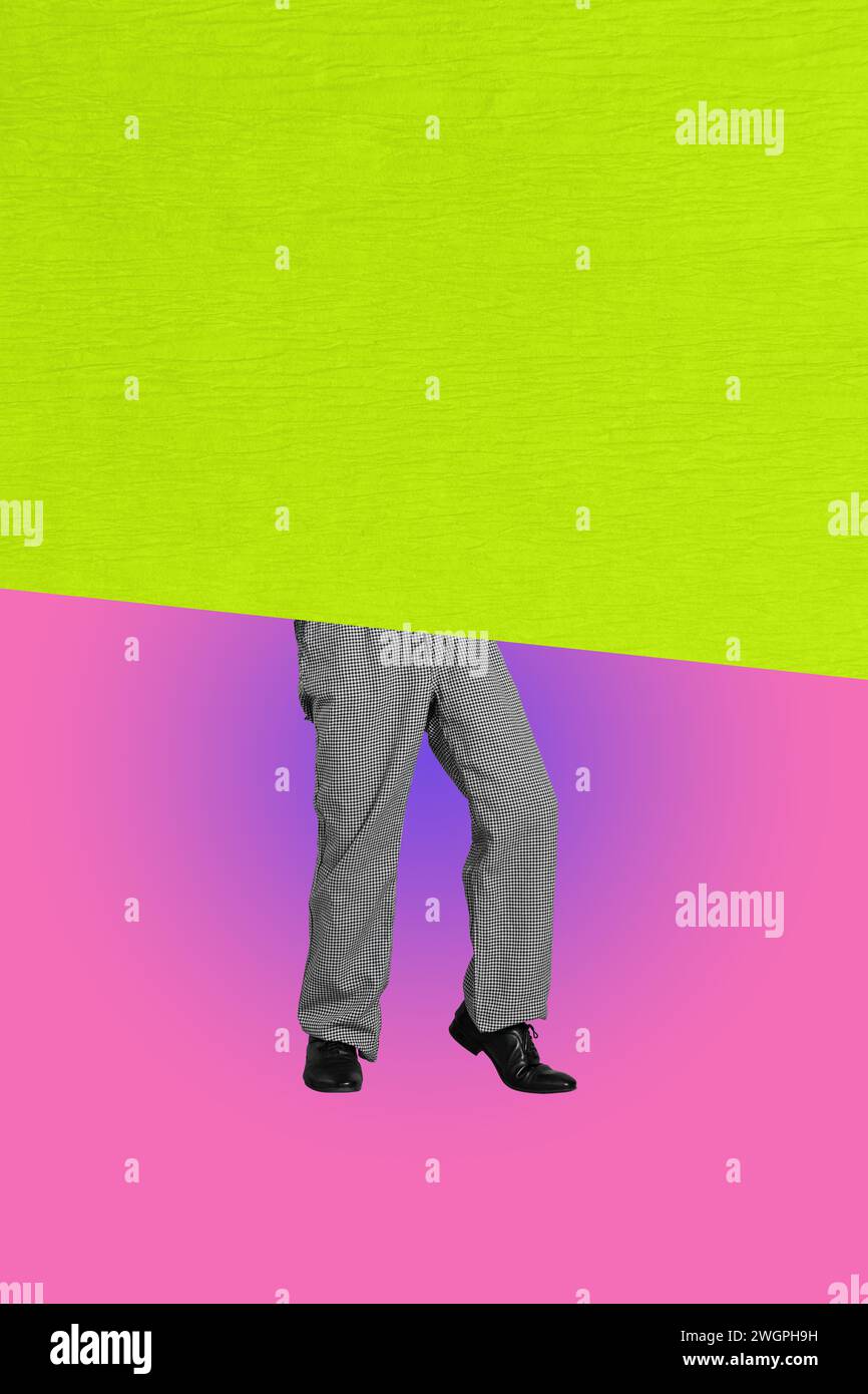 Vertical picture artwork collage of abstract headless person dancing ...