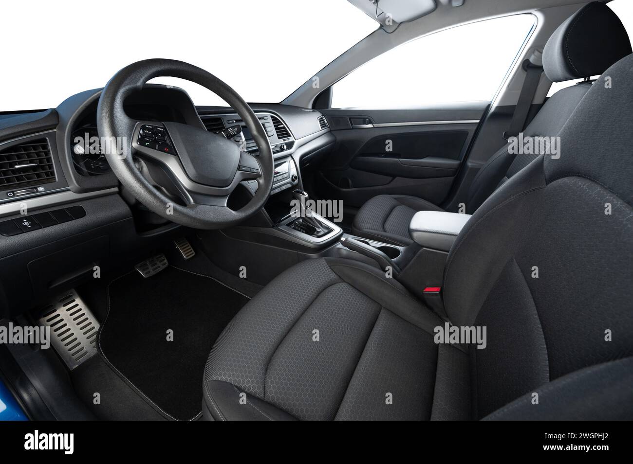 Modern car interior dashboard with wheel and isolated windows Stock ...