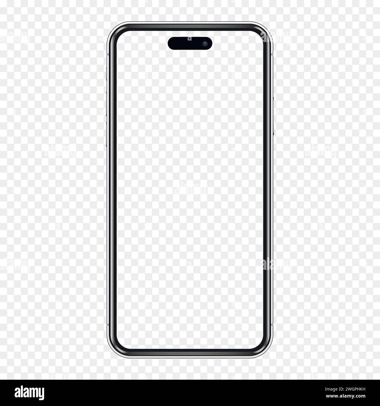 Cellphone frame with transparent screen isolated on transparent ...