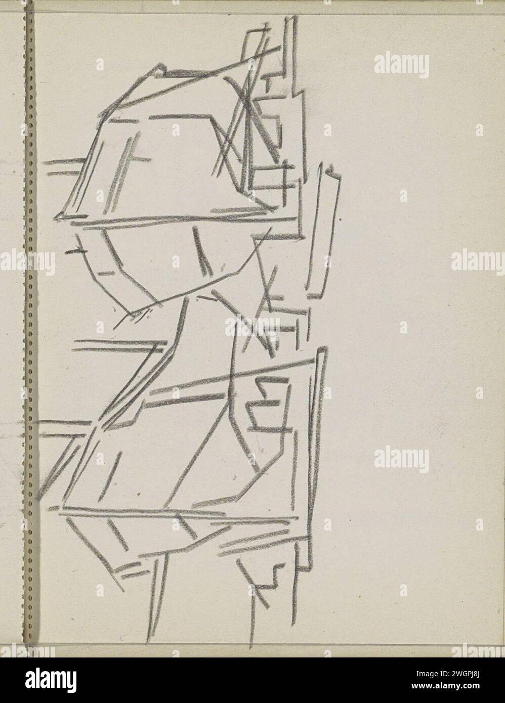 Two ships on a yard, 1906 - 1945 Leaf 32 Recto from a sketchbook with ...