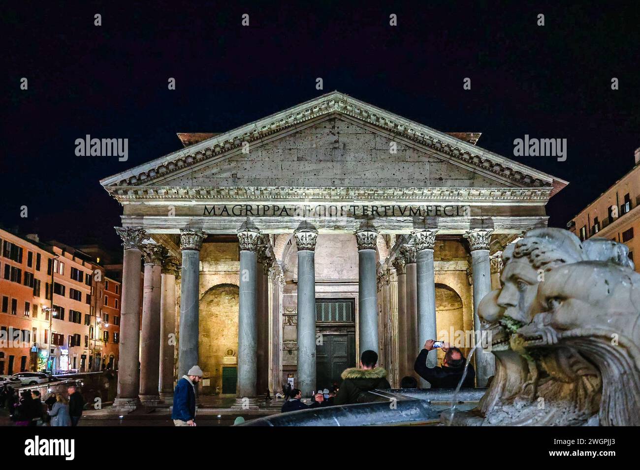 Italy, Rome - November 26, 2023: Pantheon and Fountain of Pantheon ...