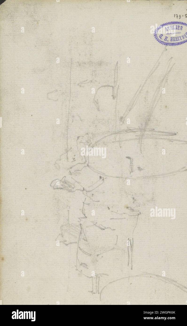 Figures in horse carts, c. 1886 - 1923 drawing Amsterdam (possibly ...