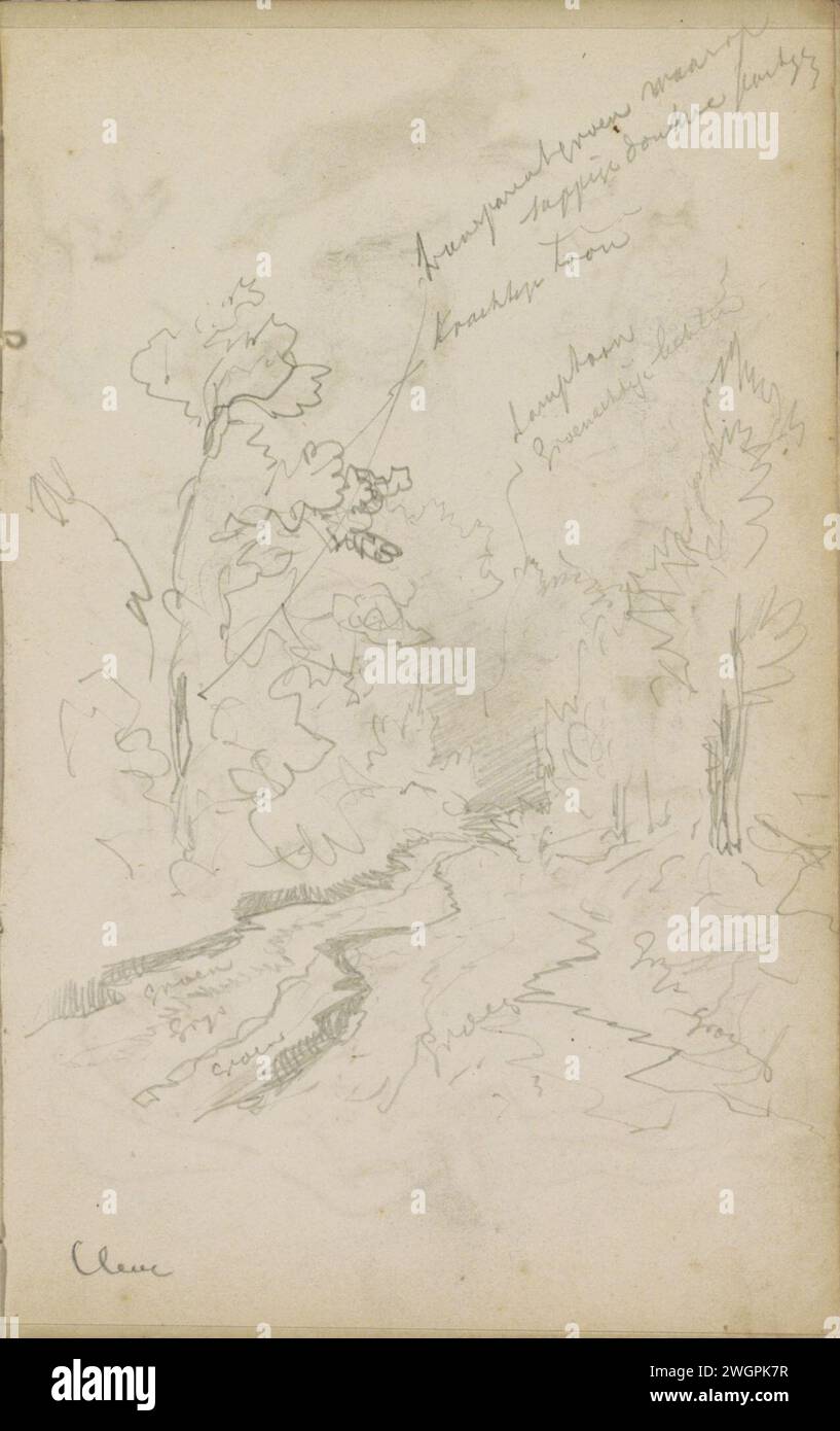 Forest path in Kleef, 1839 - c. 1872 Leaf 70 Recto from a sketchbook ...