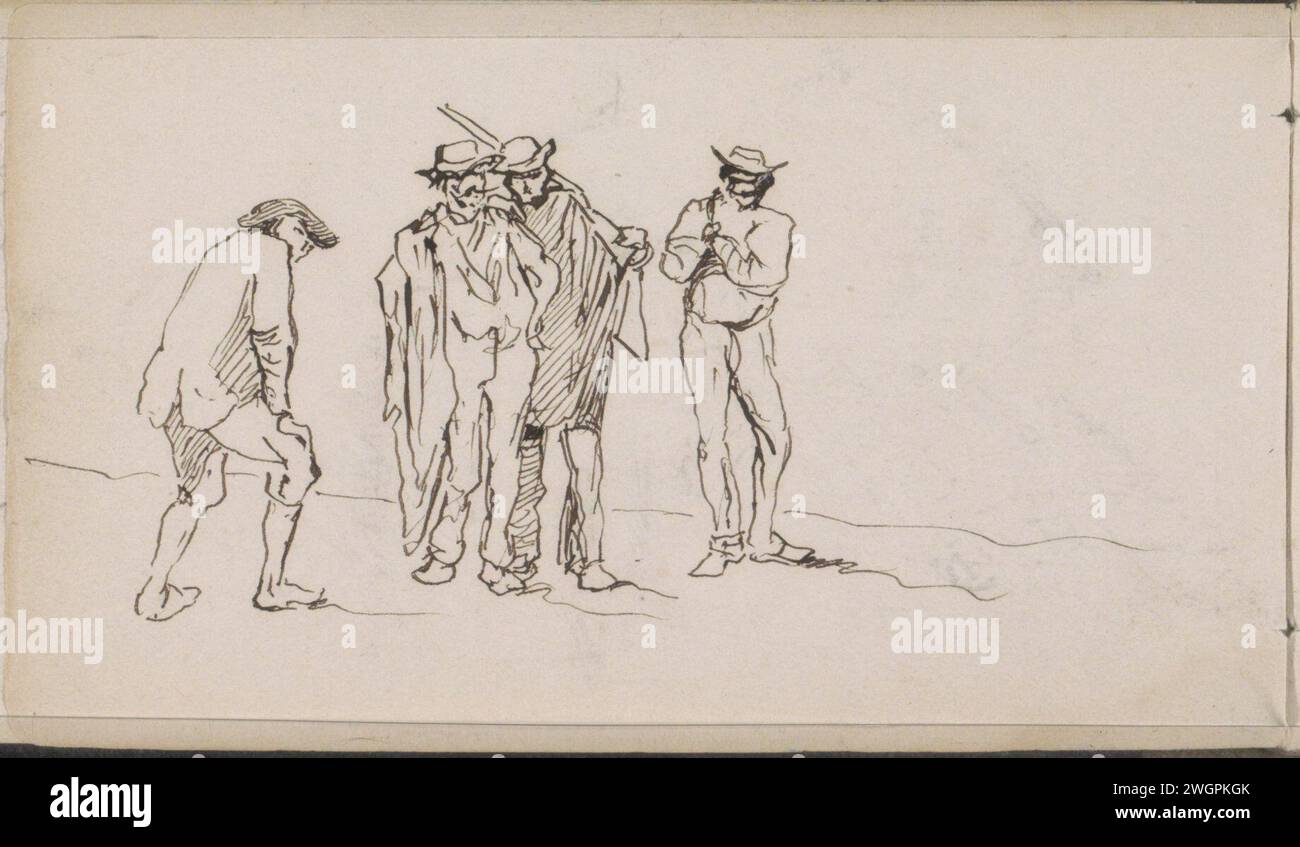 Four men, 1873 - 1876 One man wears a gun. It may be about hunters ...