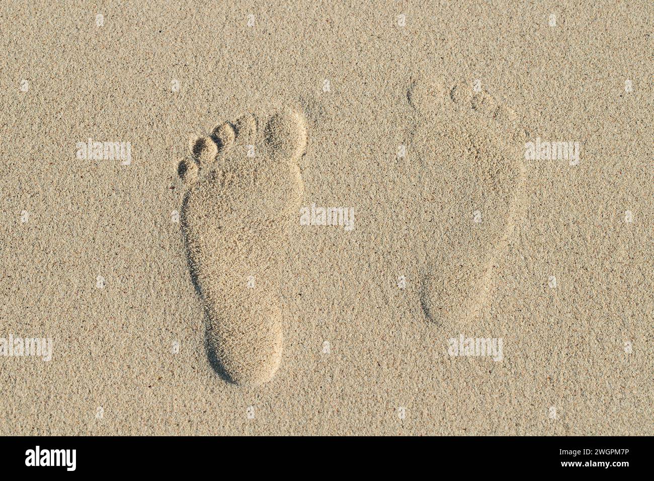 Pair of human footprints in the sand. Concept for "fading Stock Photo ...
