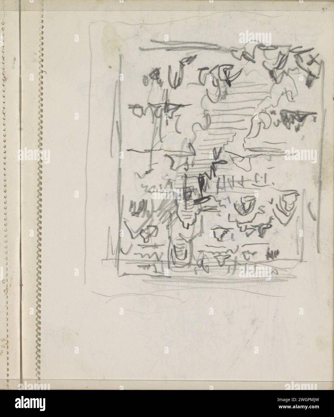 Figures on the stairs of the Borobudur, 1925 Page 91 from a sketchbook ...