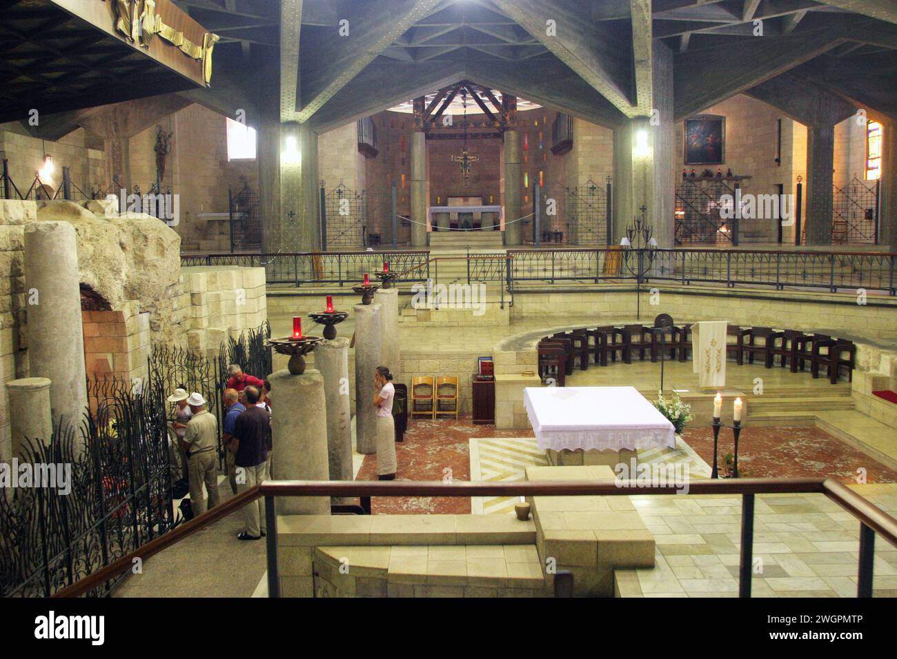 Interior of the Basilica of the Annunciation, Nazareth, Israel Stock ...