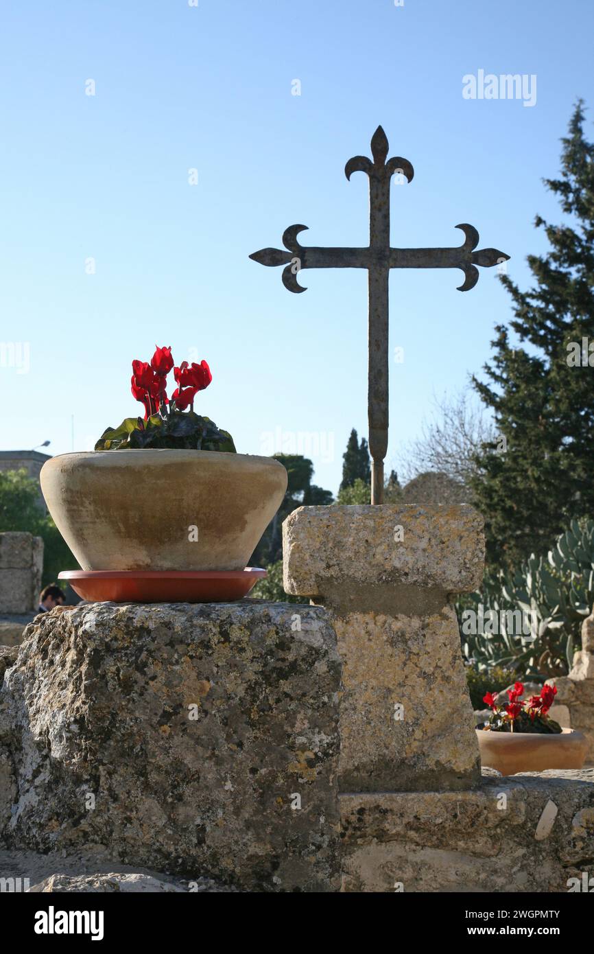 Cross at the Basilica of the Transfiguration at the mount Tabor (Har ...