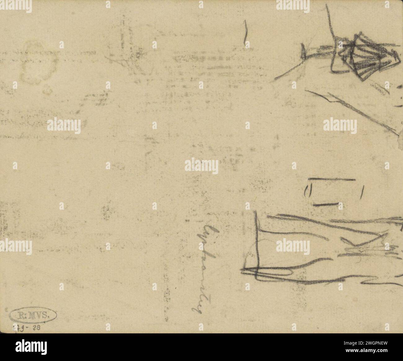 Figure and architecture studies, c. 1886 - 1923 drawing Amsterdam paper ...