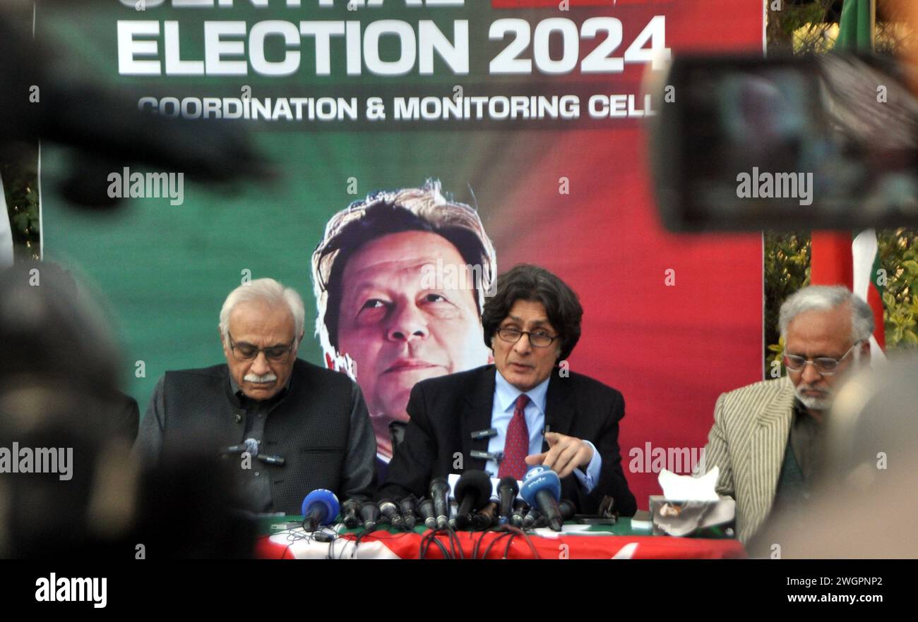 Leaders of Pakistan Tehreek-e-Insaf (PTI) party Raoof Hasan along with ...